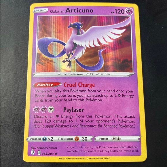 Pokemon | Toys | Galarian Articuno Card Rare 6323 Deck Evolving Skies 9952021 Holofoil Fresh ...